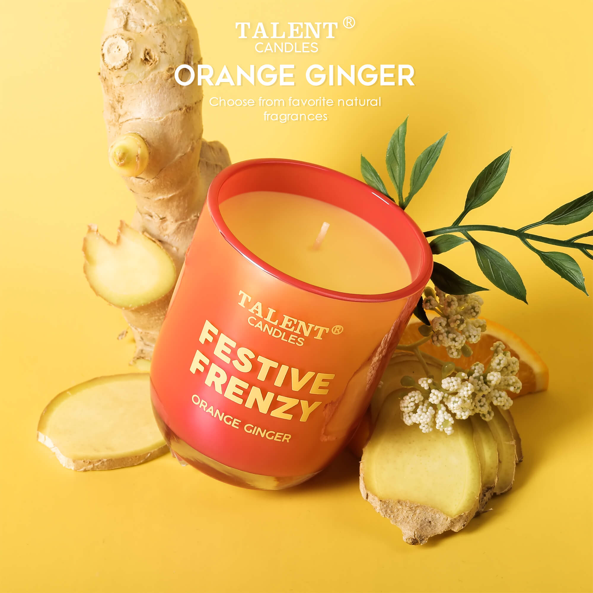 ORANGE GINGER | TALENT CANDLES Strong Scented Candle, Natural Soy ...