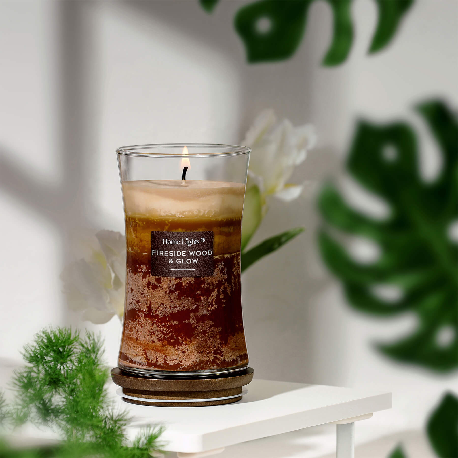 Fireside Wood & Glow, Home Lights 3-Layer Highly Scented Candles