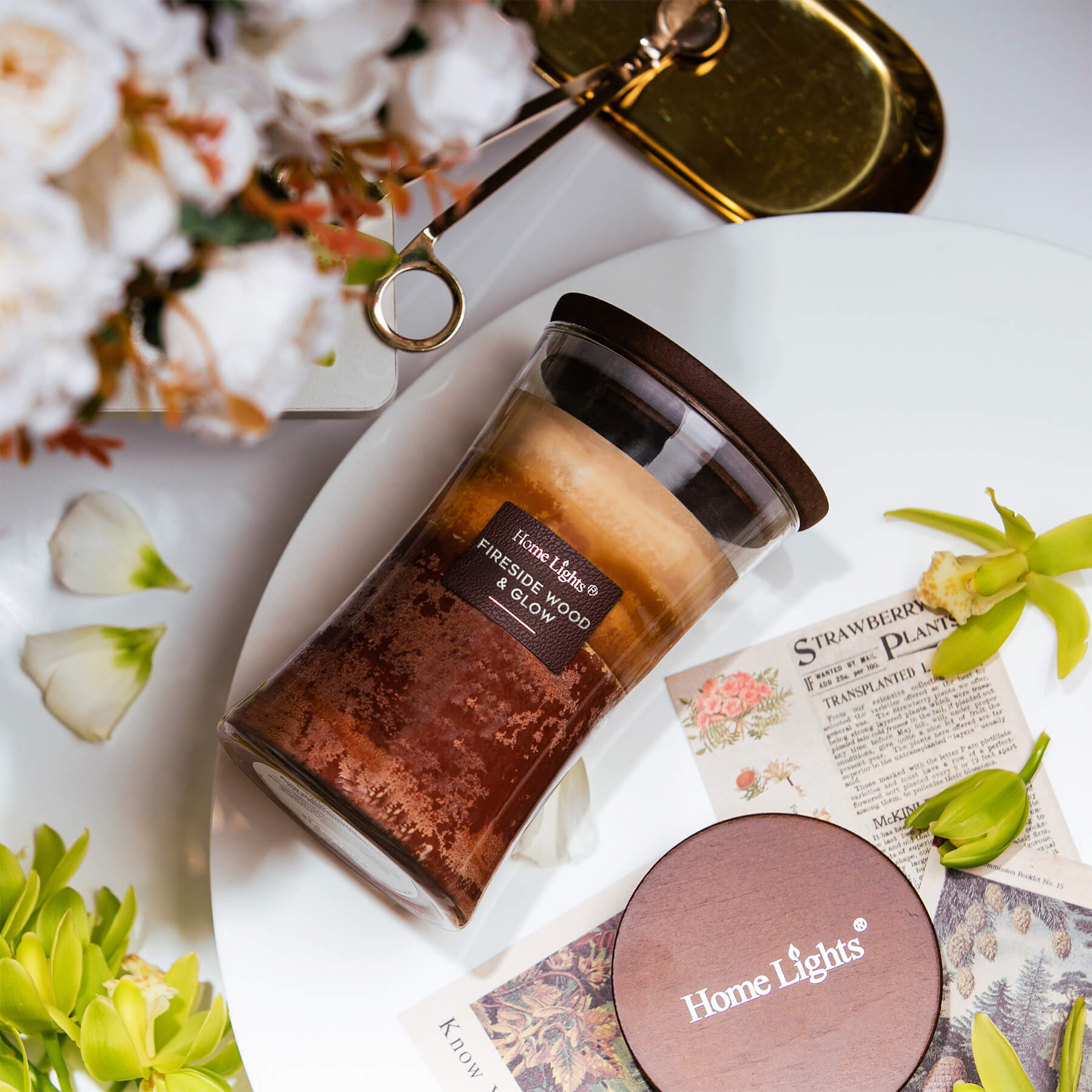 Fireside Wood & Glow, Home Lights 3-Layer Highly Scented Candles